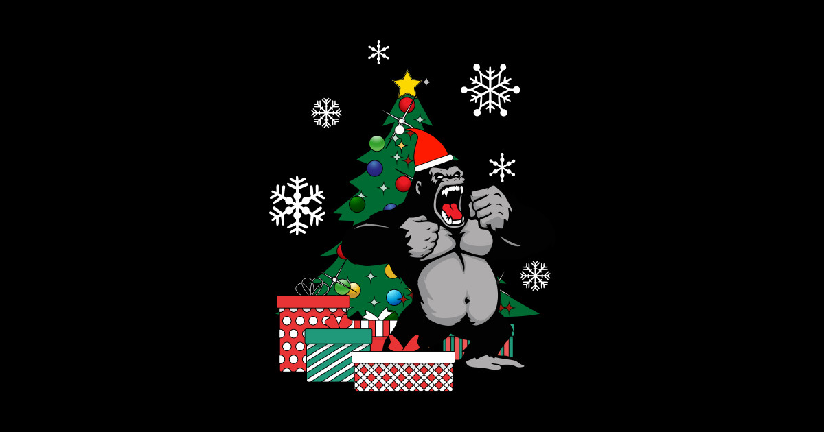 King Kong Around The Christmas Tree - King Kong - Sticker | TeePublic