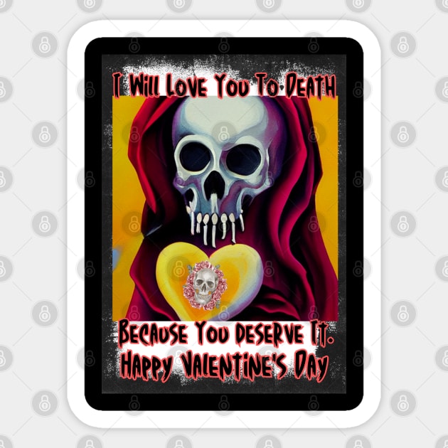 Goth Valentines Day - Goth Horror Death Valentines Day - Sticker ...