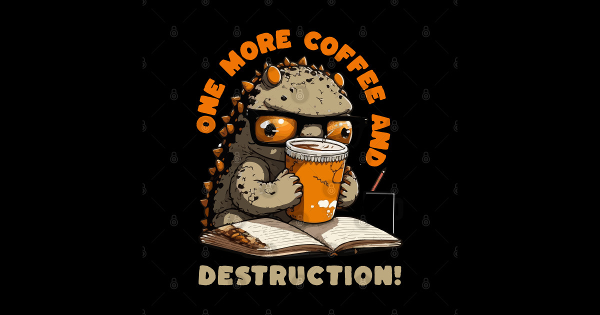 One More Coffee and... Destruction Cute Godzilla! - Godzilla - Sticker ...