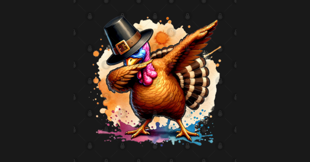 Dabbing Thanksgiving Turkey with Pilgrim Hat Gift - Thanksgiving Turkey ...
