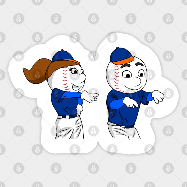 Mr Met & Mrs Met Mascot Cartoon - Mr Met - Sticker | TeePublic