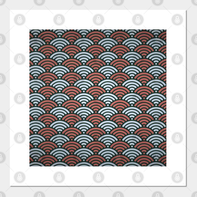 Japanese red seigaiha wave pattern - Japanese Pattern - Posters and Art ...