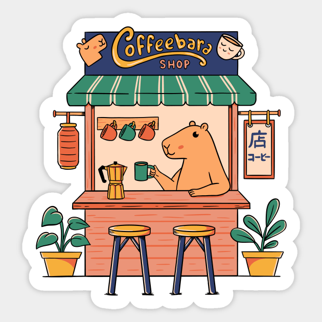 COFFEEBARA SHOP - Capybara - Sticker | TeePublic