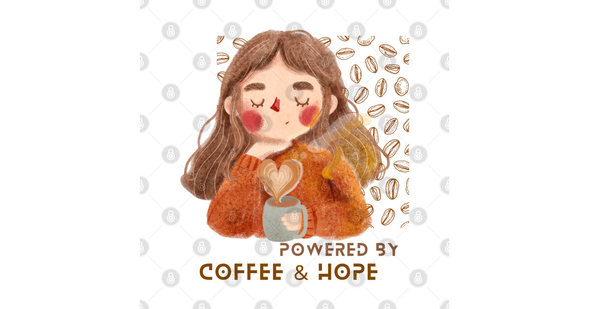 Powered by Coffee & Hope - Coffee - T-Shirt | TeePublic