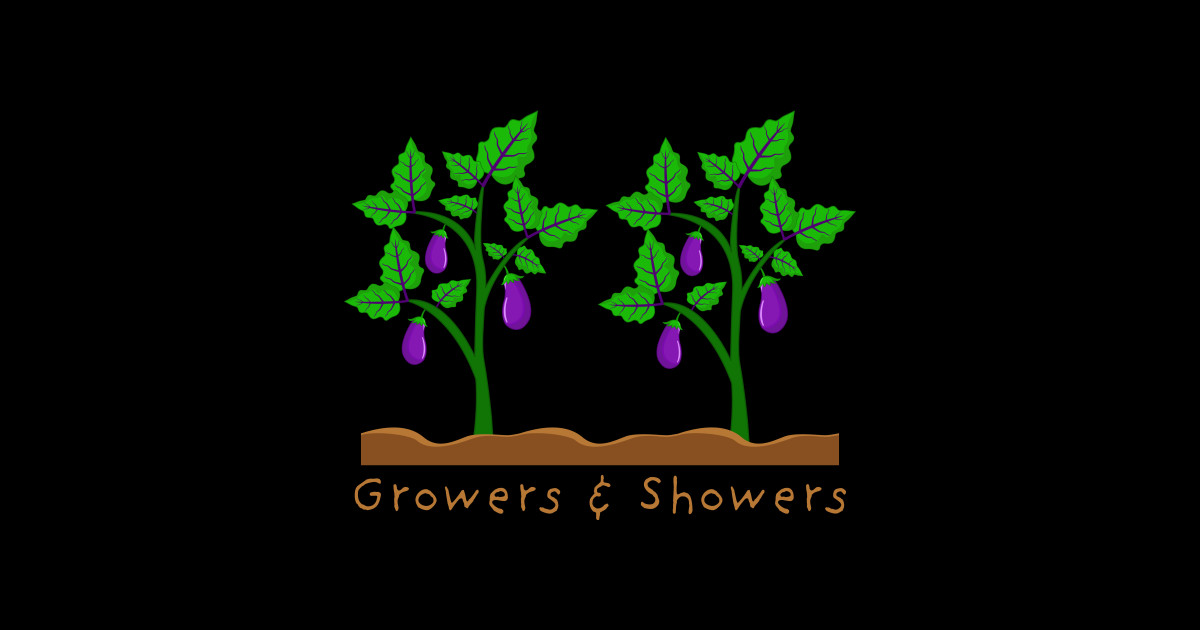 Growers & Showers - Eggplant - Sticker | TeePublic