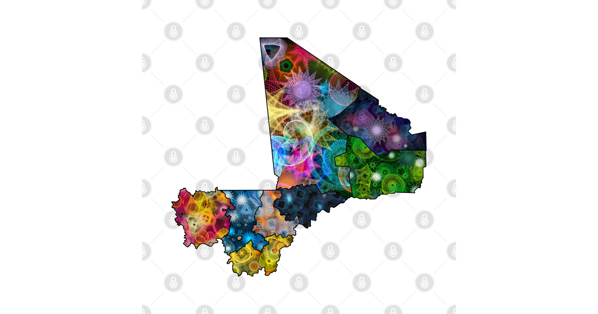 Spirograph Patterned Mali Regions Map - Mali - T-Shirt | TeePublic