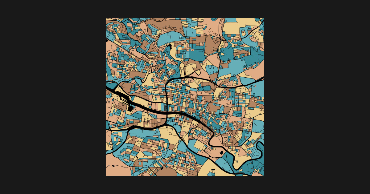 Glasgow Map Pattern in Mid Century Pastel - Glasgow Map - T-Shirt ...
