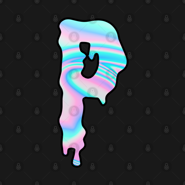 Holographic Drippy P Letter - Drippy Letter P - Long Sleeve T-Shirt ...