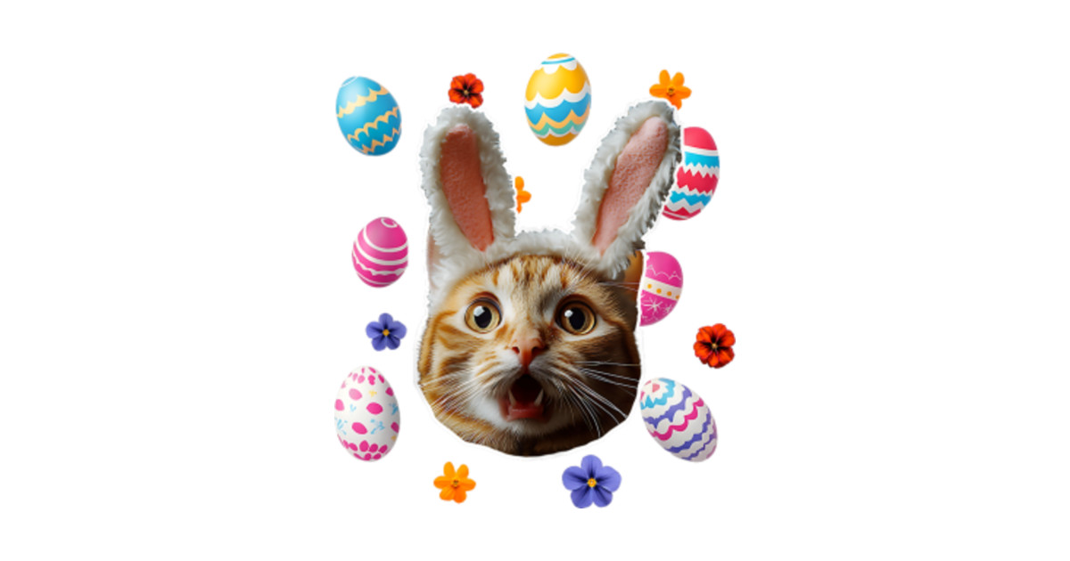 Shock Cat Face With Bunny Ears & Cute Meme - Shock Cat Face With Bunny ...