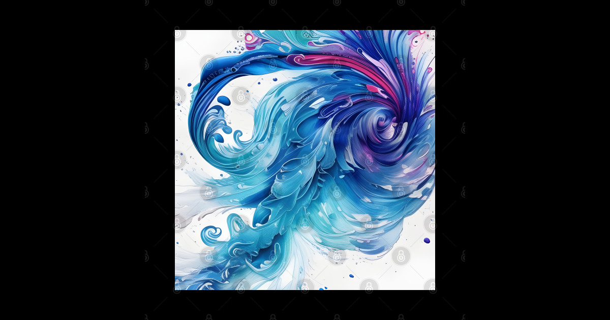 Beautiful Abstract Blue Tsunami - Tsunami - Sticker | TeePublic