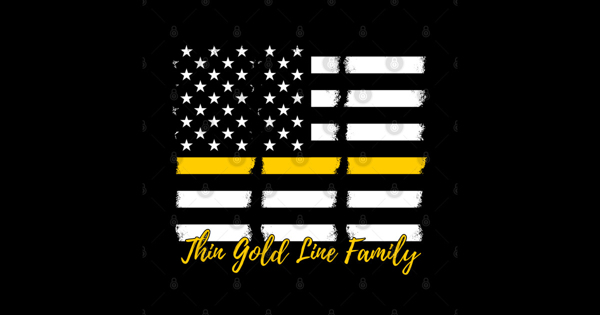 Thin Gold Line Family – Dispatcher American Flag Support Brushstroke ...