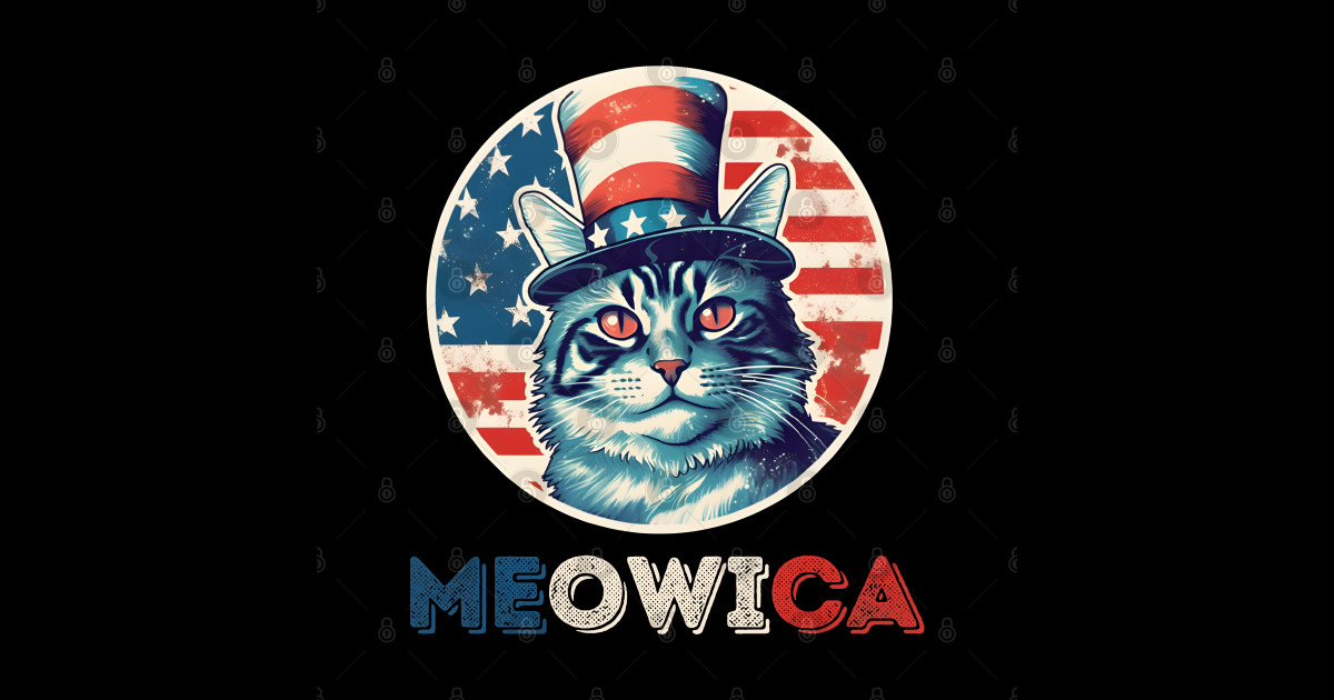 Meowica USA - independence day - Meowica - Sticker | TeePublic