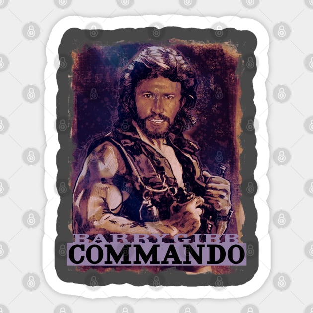Barry Gibb Commando - Commando - Sticker | TeePublic