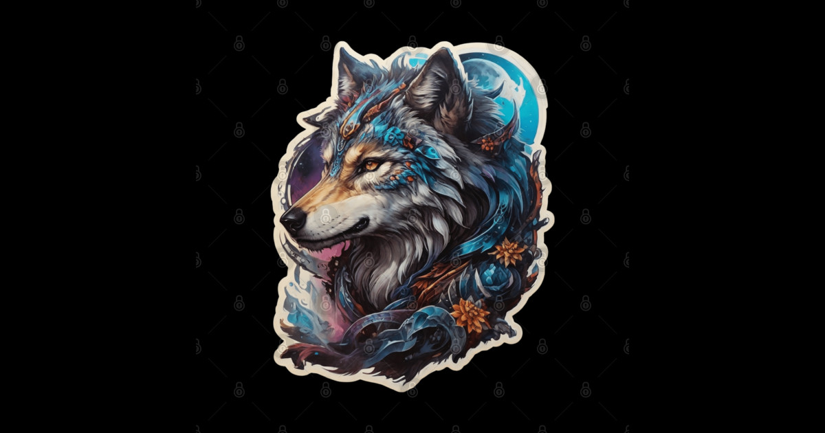 Beautiful Wolf Art - Wolfs - Sticker | TeePublic