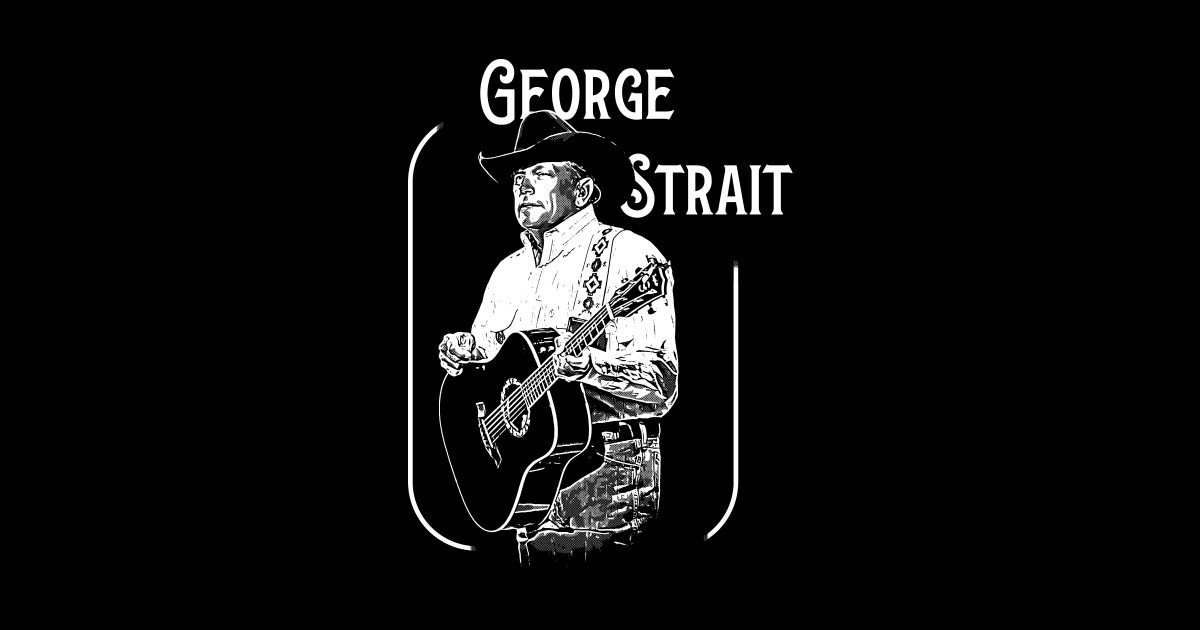 George Strait black and white - George Strait - Sticker | TeePublic