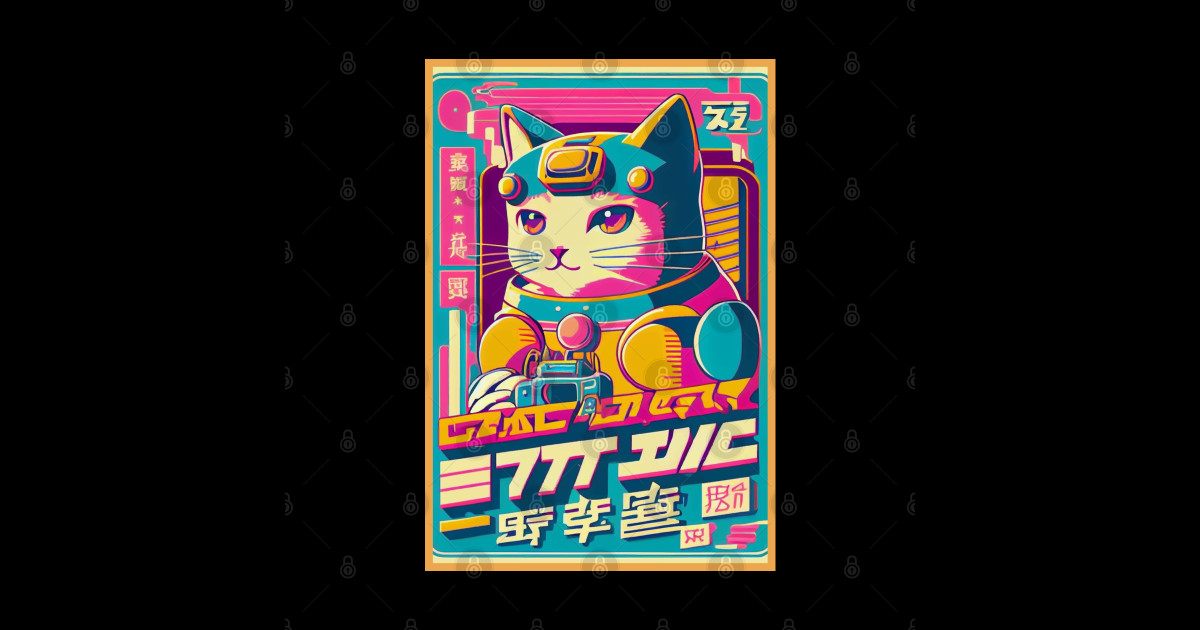 Vintage Anime Space Cat | Quality Retro Anime Origin Design | Chibi ...