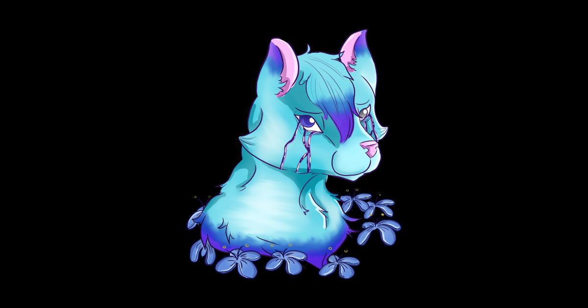 Sad Blue Wolf - Manga - Sticker | TeePublic