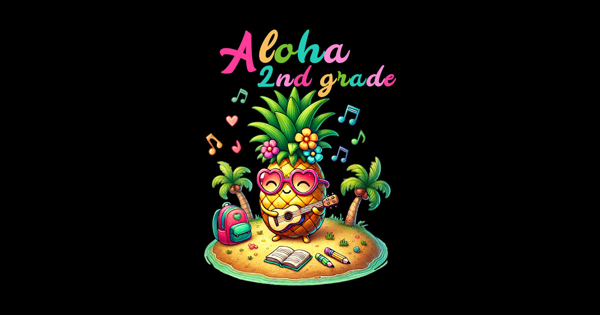 Aloha 2nd Grade Pineapple Hawaii Back to School Kids Girl - Happy First ...