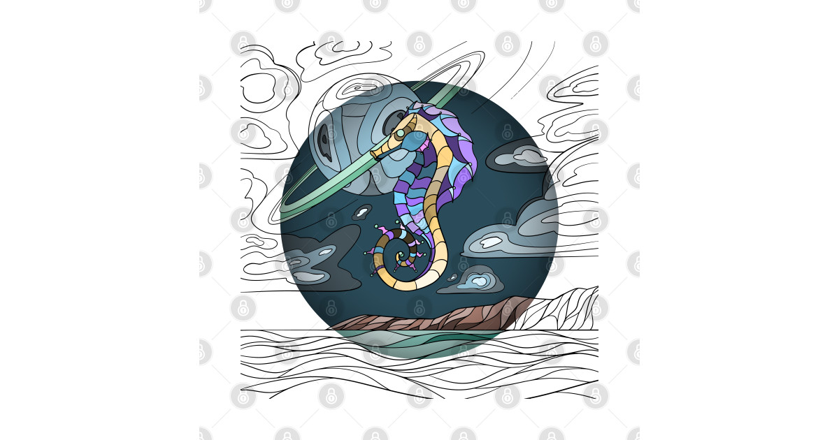 Space Seahorse - Space Seahorse - T-Shirt | TeePublic