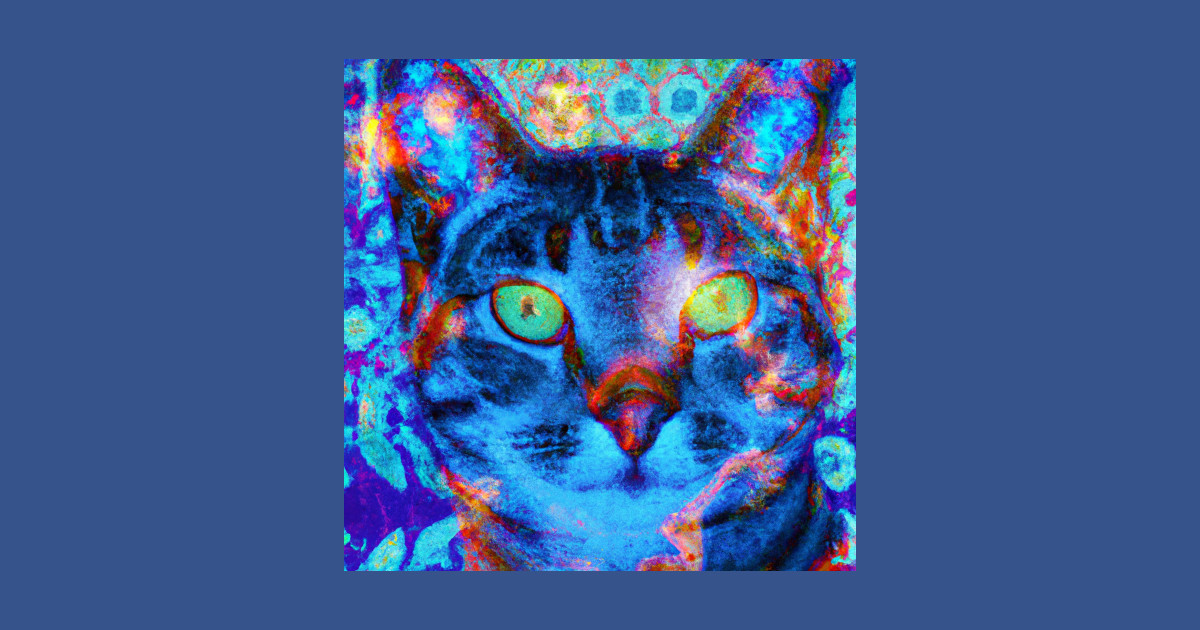 Blue Kitty Cat Batik Pattern - Cat Lover Gifts - T-Shirt | TeePublic