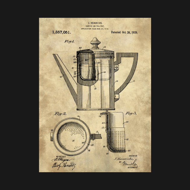 Coffee Or Teapot Blueprint - Blueprint - T-Shirt | TeePublic