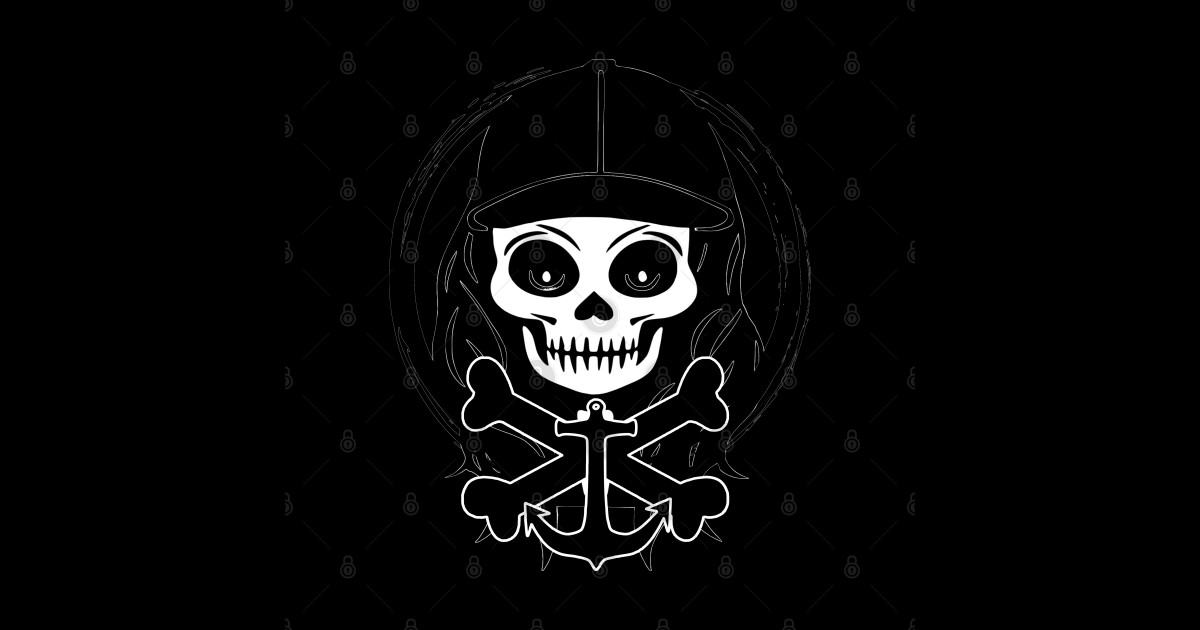 Deckhand Skull and Anchor Black Logo - Deckhand - Sticker | TeePublic