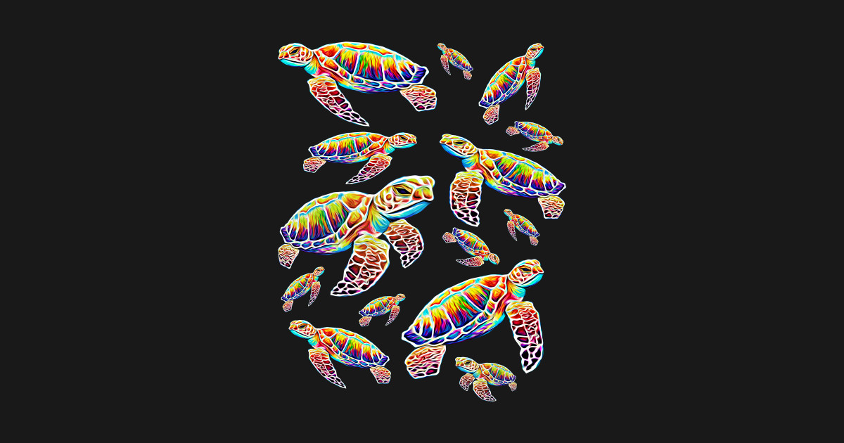 Rainbow Sea Turtles Design - Sea Turtles - T-Shirt | TeePublic