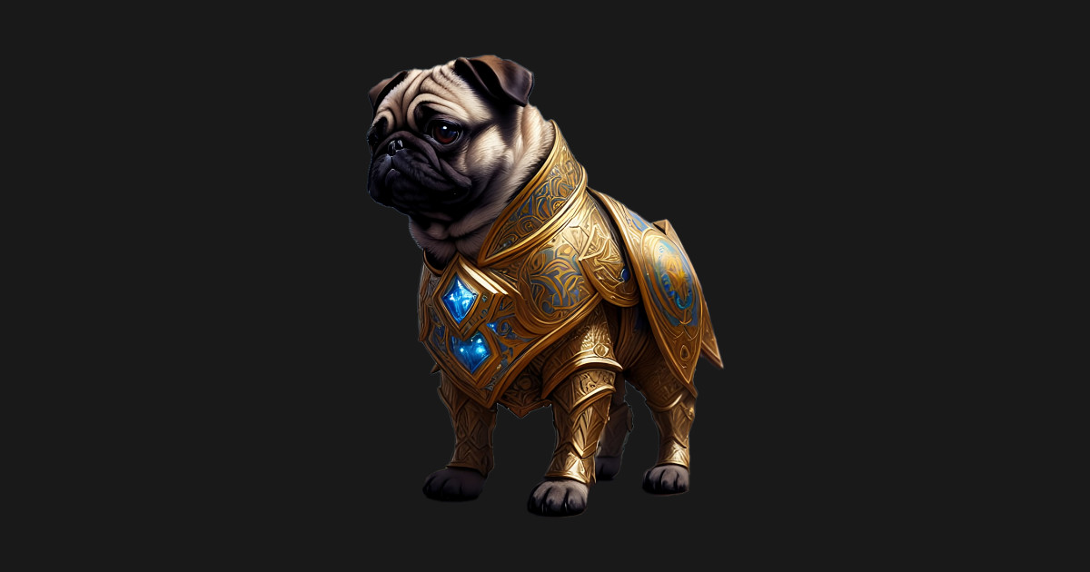 Mighty Pug in Heavy Mythical Armor with Power Source - Pug - T-Shirt ...