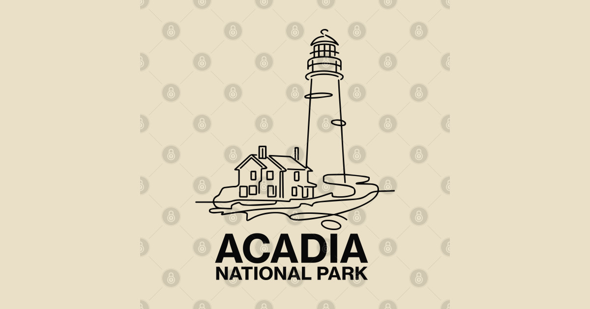 Acadia National Park Lighthouse Line Art - Acadia National Park - T ...