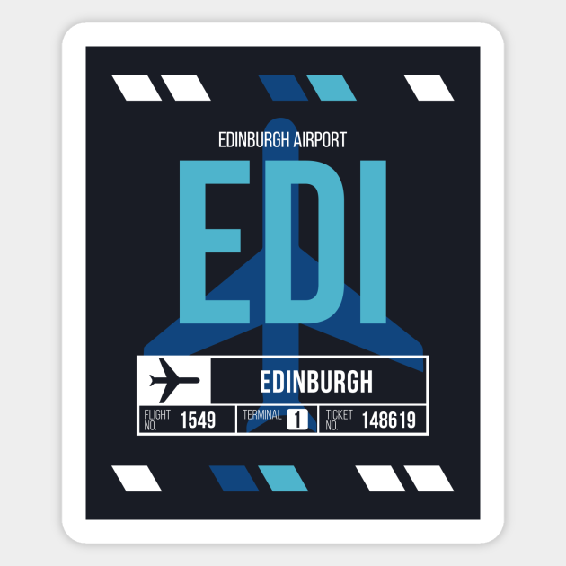Edinburgh (EDI) Airport Code Baggage Tag - Edinburgh Airport - Sticker ...