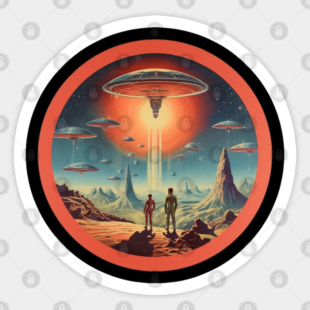 Retro Sci-Fi Invasion - Invaders - Sticker | TeePublic