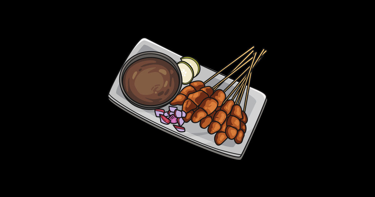 Satay cartoon illustration - Satay Cartoon Illustration - Sticker ...