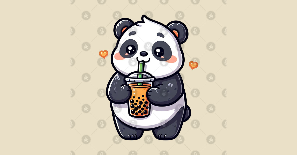 Cute Panda Drinking Boba Tea - Boba Tea - T-Shirt | TeePublic