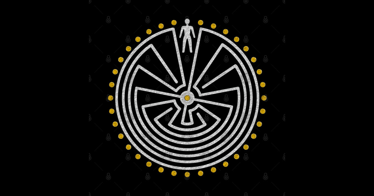 Native American Symbol - Man In The Maze - Gold Silver - Man In The ...