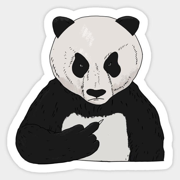 Grumpy Panda Bear Holding Middle Finger - Middle Finger - Sticker ...