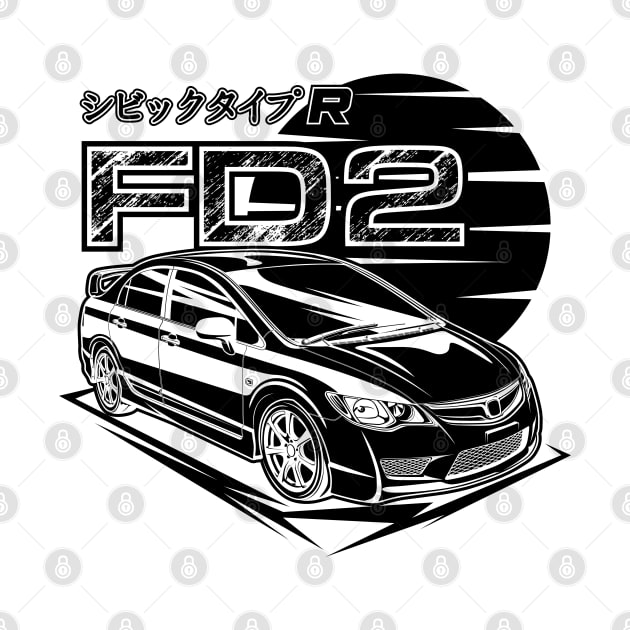 Civic FD2 Type R - Black Print - Civic Type R - T-Shirt | TeePublic