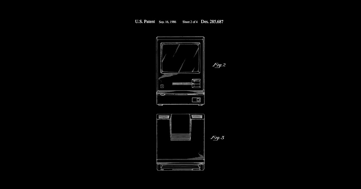 Apple Macintosh Front Back Views Patent Blueprint - Apple Macintosh ...