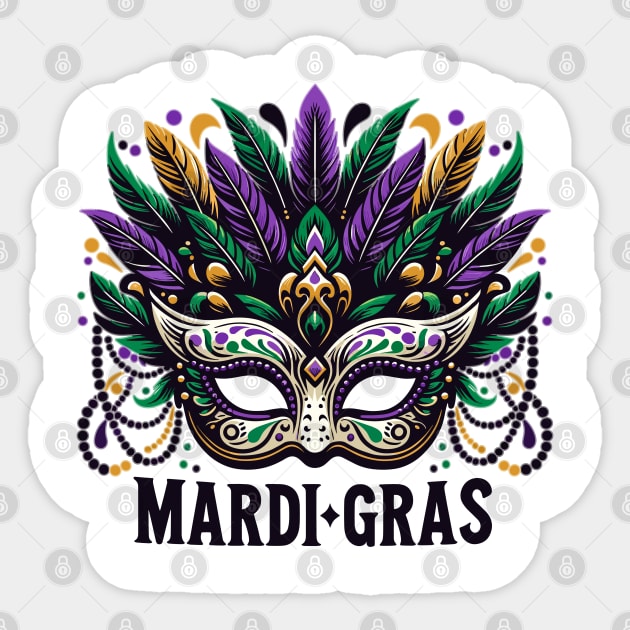 Elegant Mardi Gras Masquerade Mask Design - Mardi Gras - Sticker ...