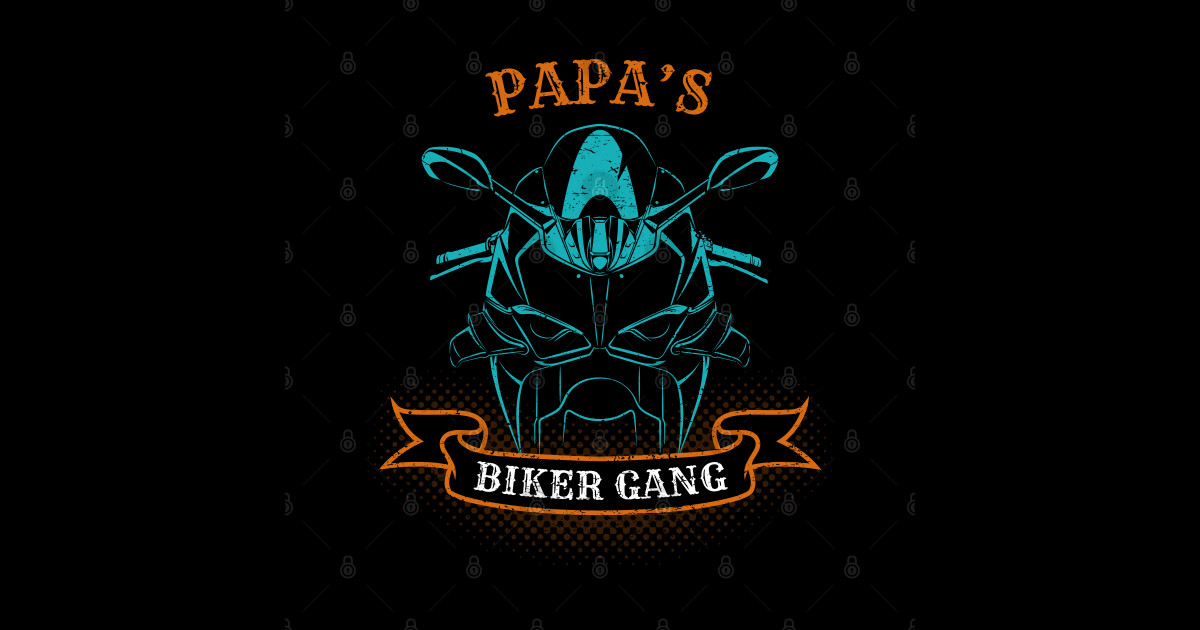 Papa's Biker Gang Father's Day - Papas Biker Gang - Sticker | TeePublic