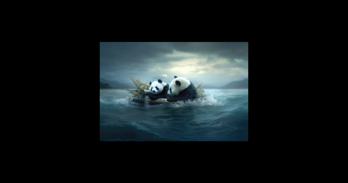 Survival Bonds: Pandas Weathering the Stormy Seas - Modern Panda Art ... Survival Bonds: Pandas Weathering the Stormy Seas - Modern Panda Art ...