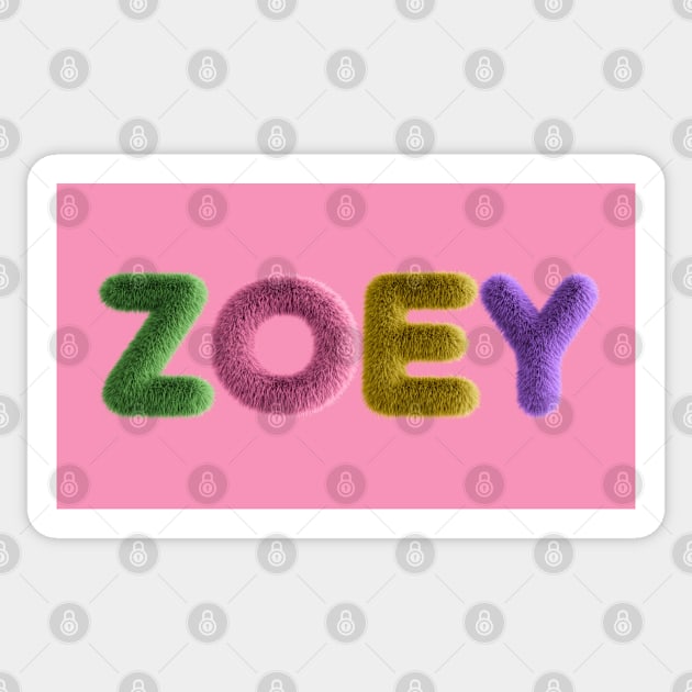 colorful 3D Fluffy Letter Zoey - Zoey Name Tag - Sticker | TeePublic