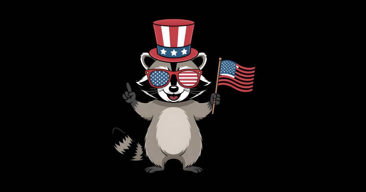 Raccoon Patriotic American Flag - Raccoon - Sticker | TeePublic