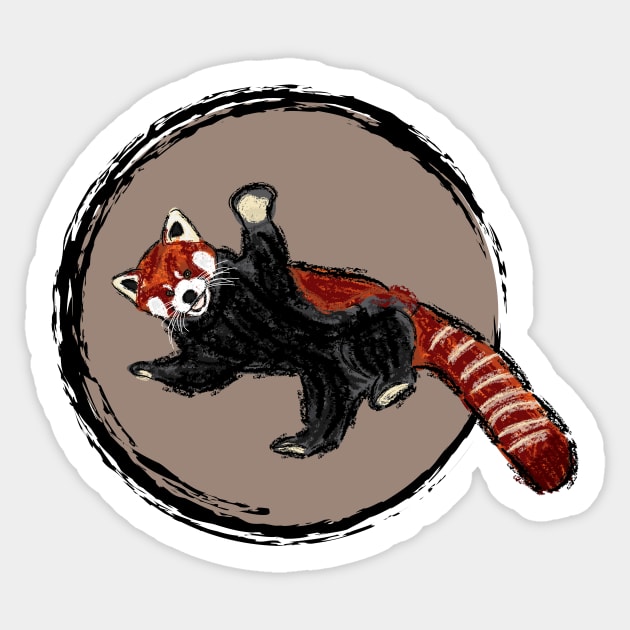 Artwork of a Red Panda IV - Red - Sticker | TeePublic