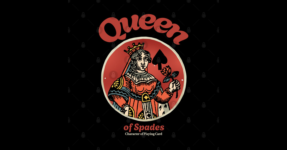 Antique Character of Playing Card Queen of Spades - Vintage Retro ...