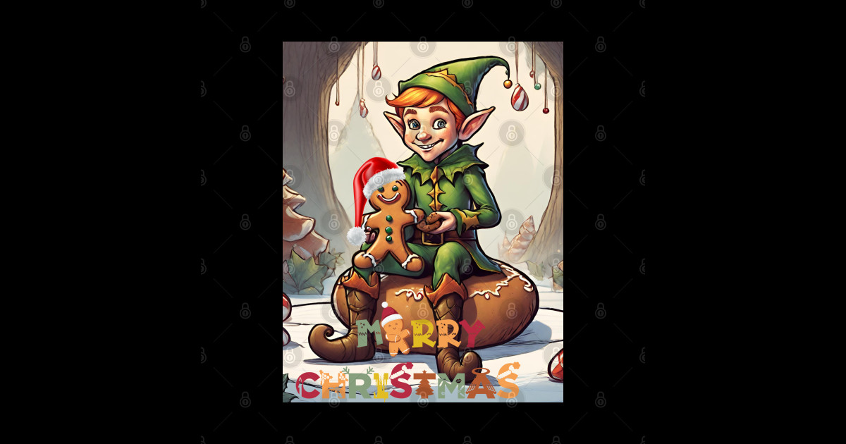Elf & Gingerbread man - Elf And Gingerbread Man - Sticker | TeePublic