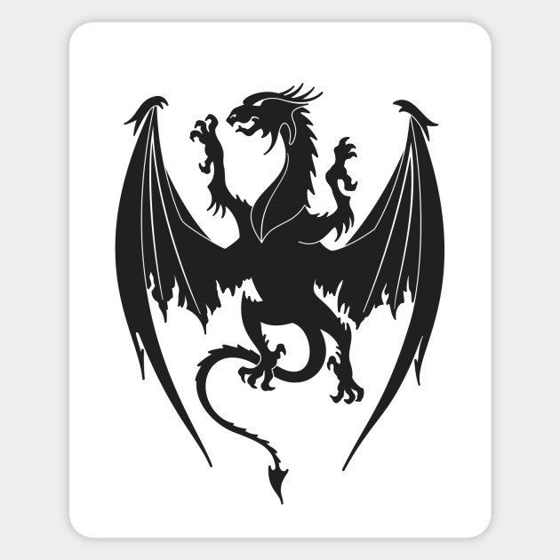 Silhouette heraldic dragon insignia - Dragon - Sticker | TeePublic