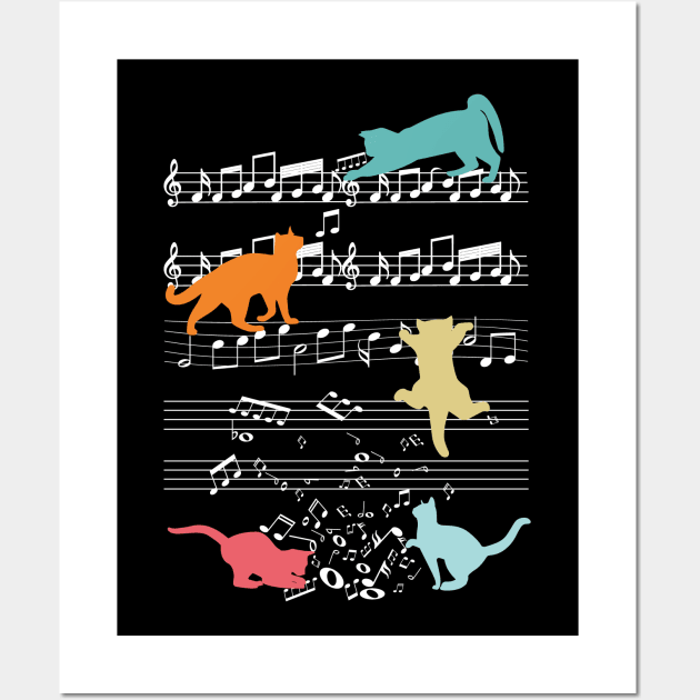 Cats Playing With Music Notes - Funny Cat Gift - Posters and Art Prints ...