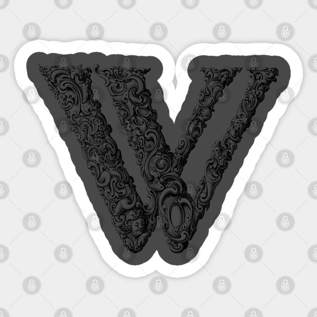 Vintage Initial Letter Lettering Alphabet W - Initial - Sticker | TeePublic