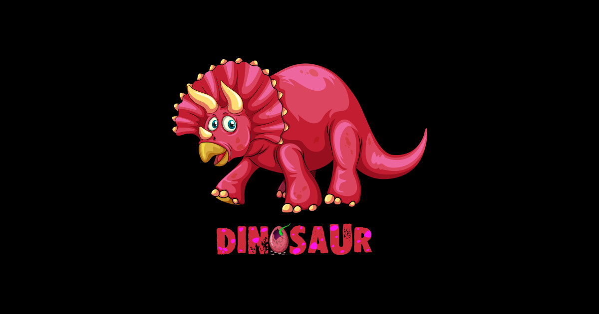 Cute Red Triceratops Cartoon with Dinosaur Text - Dinosaur Lover ...