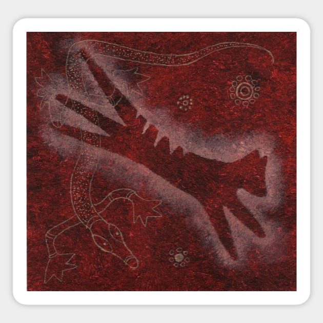 Cave Art Style Tasmanian Tiger - Tasmanian Wolf - Sticker | TeePublic